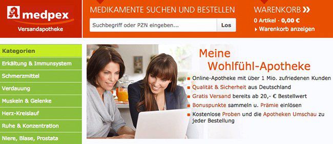 medpex Versandapotheke: 5€ Neukunden-Rabatt ab 15€ + Versandkostenfrei ...