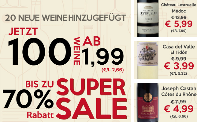 Weinvorteil Sale mit bis zu 70% Rabatt - z.B. Pluvium Premium Selection ...