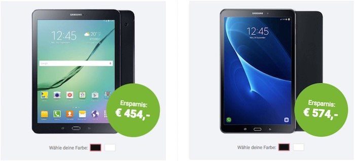 Samsung Galaxy Tab S2 oder A für je 4,95€ + o2 Blue Data L mit 6GB LTE ...