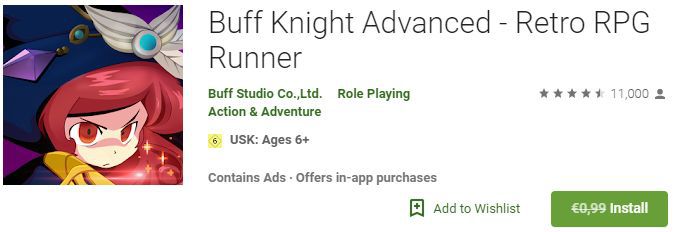 Buff Knight Advanced - Retro RPG Runner (Android) gratis statt 0,99€