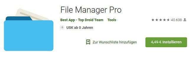 Android: "File Manager Pro" kostenlos (statt 4,49€)