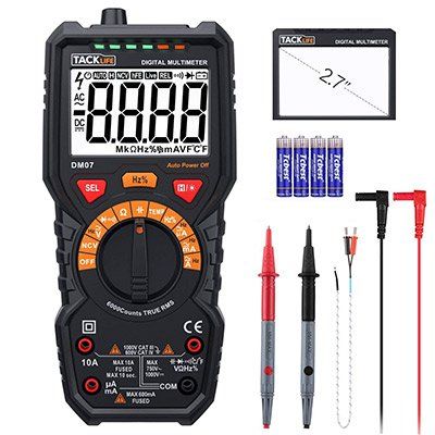 TACKLIFE DM07 digitaler Multimeter True RMS mit großen Display für 18 ...