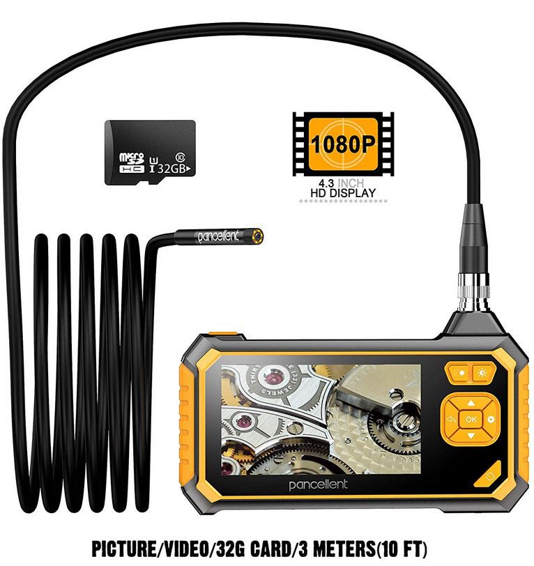 Pancellent Digitales Industrie-Endoskop mit 4,3" FullHD-Farbdisplay für ...