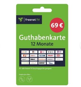 freenet TV Guthabenkarte (12 Monate) für 55,20€ (statt 68€)