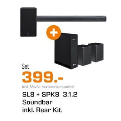 LG SL8 Soundbar + SPK8 Speaker Kit für 403,99€ (statt 534€)