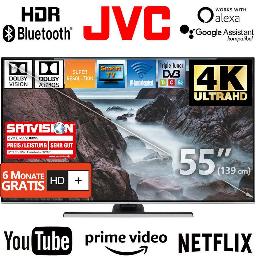 JVC LT-55VU8095 - 55 Zoll UHD smart TV für 349,99€ (statt 438€)