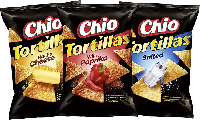 10x Chio Tortilla Chips (je 125g) mit Nacho Cheese, Hot, Chili, Juicy ...