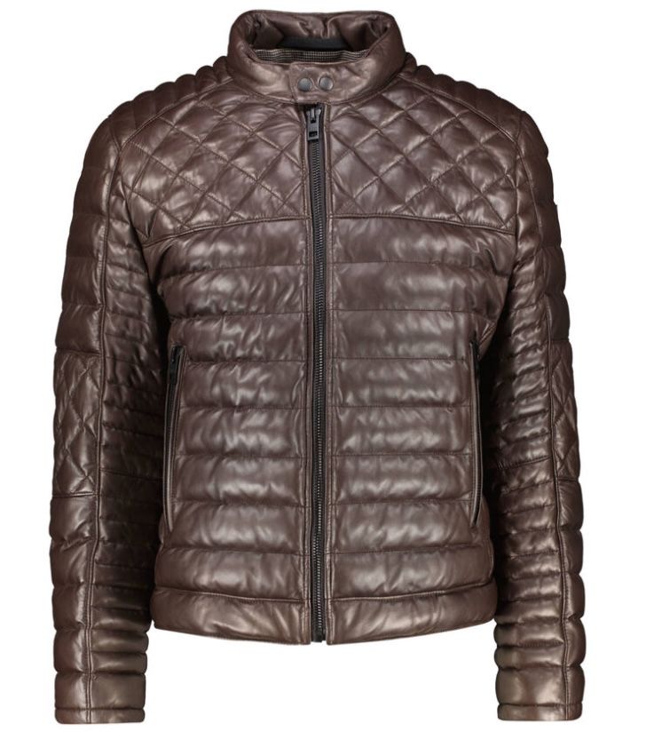 BOSS "Jonn" Le­der­ja­cke mit Stepp­näh­ten für 421€ (statt 599€)