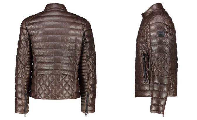 BOSS "Jonn" Le­der­ja­cke mit Stepp­näh­ten für 421€ (statt 599€)