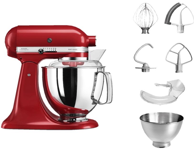 KitchenAid 5KSM175PSEER Artisan Küchenmaschine mit 300W in Empire Rot ...