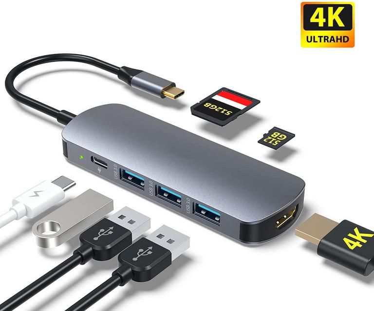 Floomp 7-in-1 USB C Hub Adattatore mit USB 3.0, 4K HDMI und 100 Watt ...