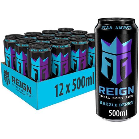 12er Pack REIGN Razzle Berry Energy Drink - 12x500 ml mit BCAA, L ...