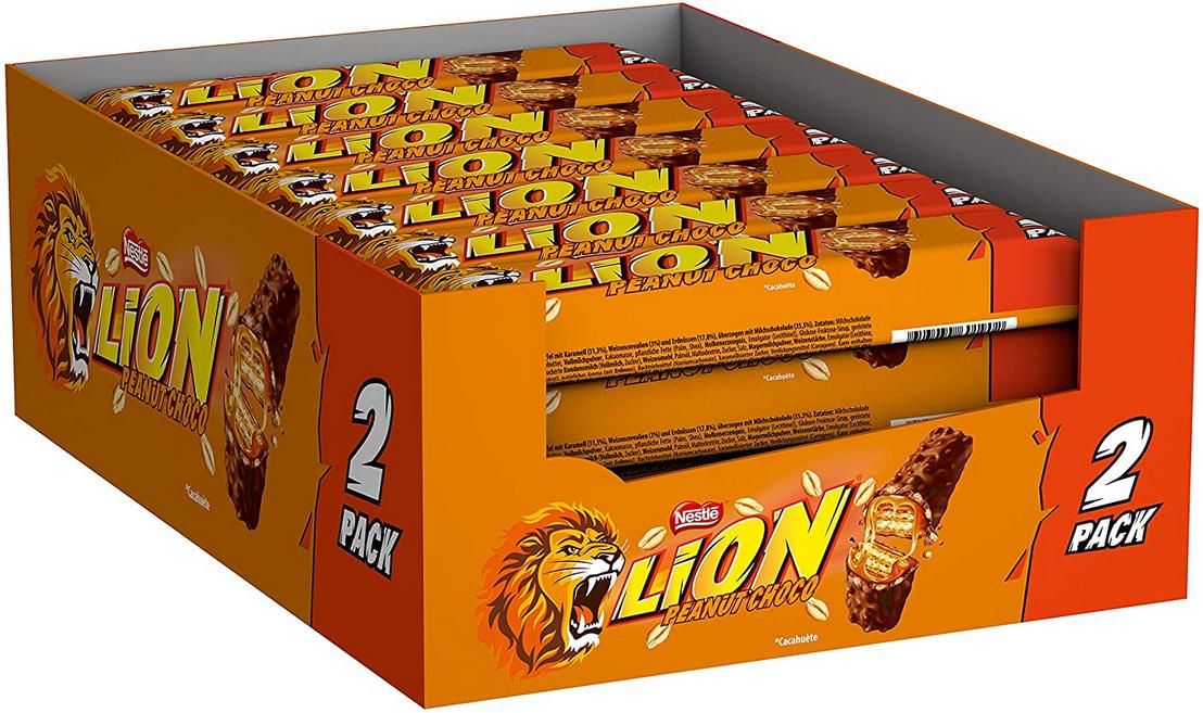 28er Pack Nestlé LION Mini Schokoriegel mit Karamell und Erdnuss für 16 ...