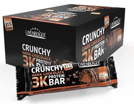 15x Layenberger 3K Protein Bar Crunchy Dark Chocolate (je 45g) für 18 ...