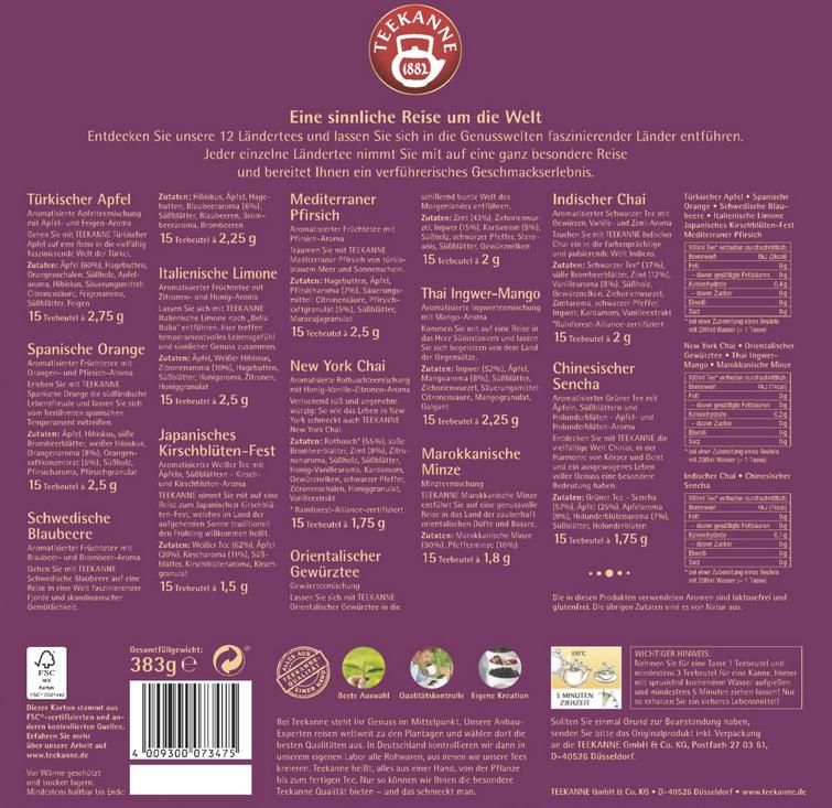 Teekanne Ländertee Collection Box mit 12 Sorten Teebeuteln für 21,49 ...