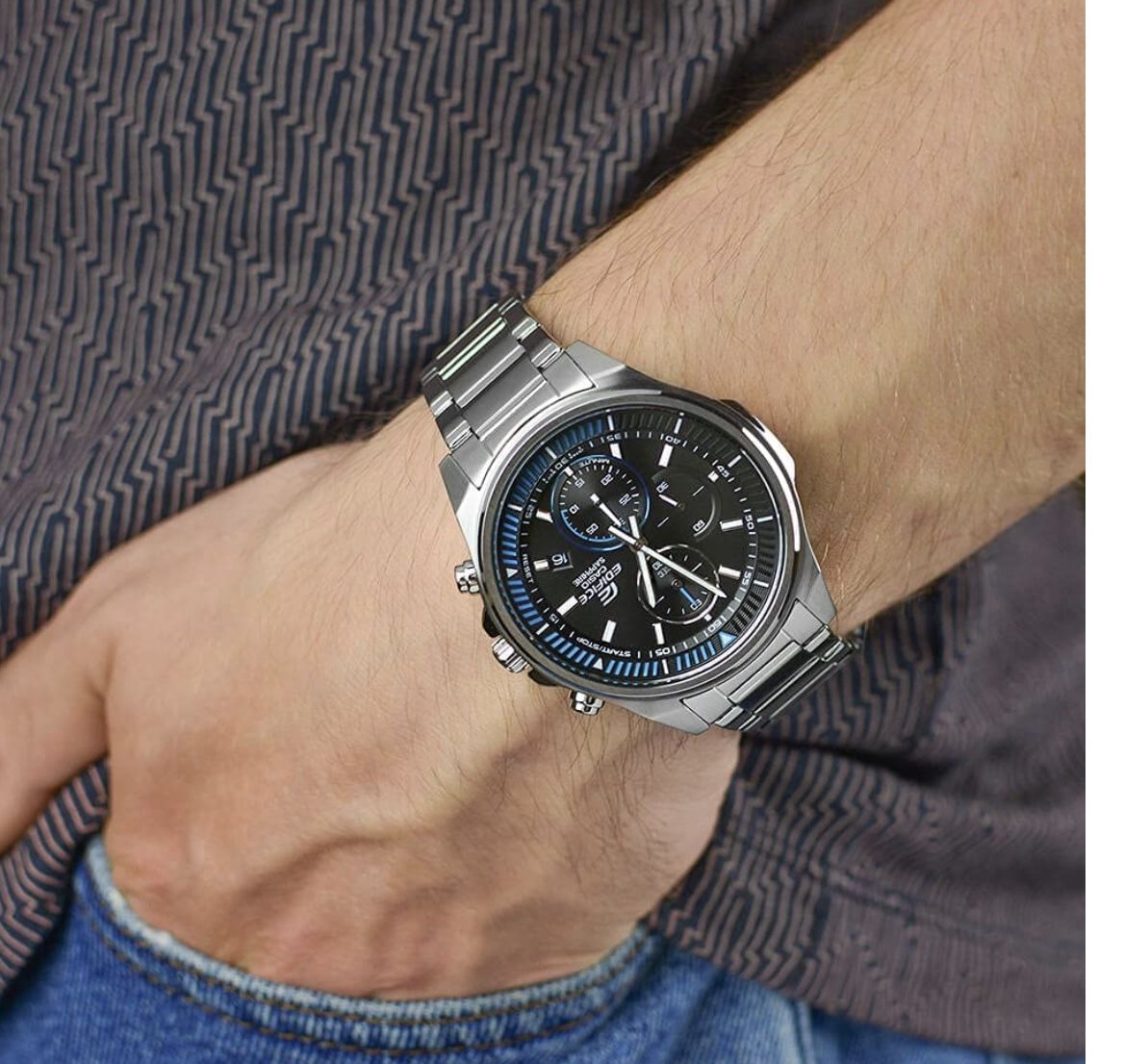 Casio Unisex-Erwachsene Chronograph Quartz Uhr mit Edelstahl-Armband ...