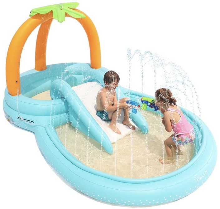 EVAJOY Planschbecken (280 x 180 x 135cm) mit Rutsche für Kinder für 40 ...