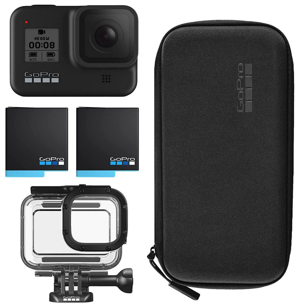 GoPro HERO8 Black Bundle mit 2x Akku, Schutzgehäuse & Tragetasche für ...