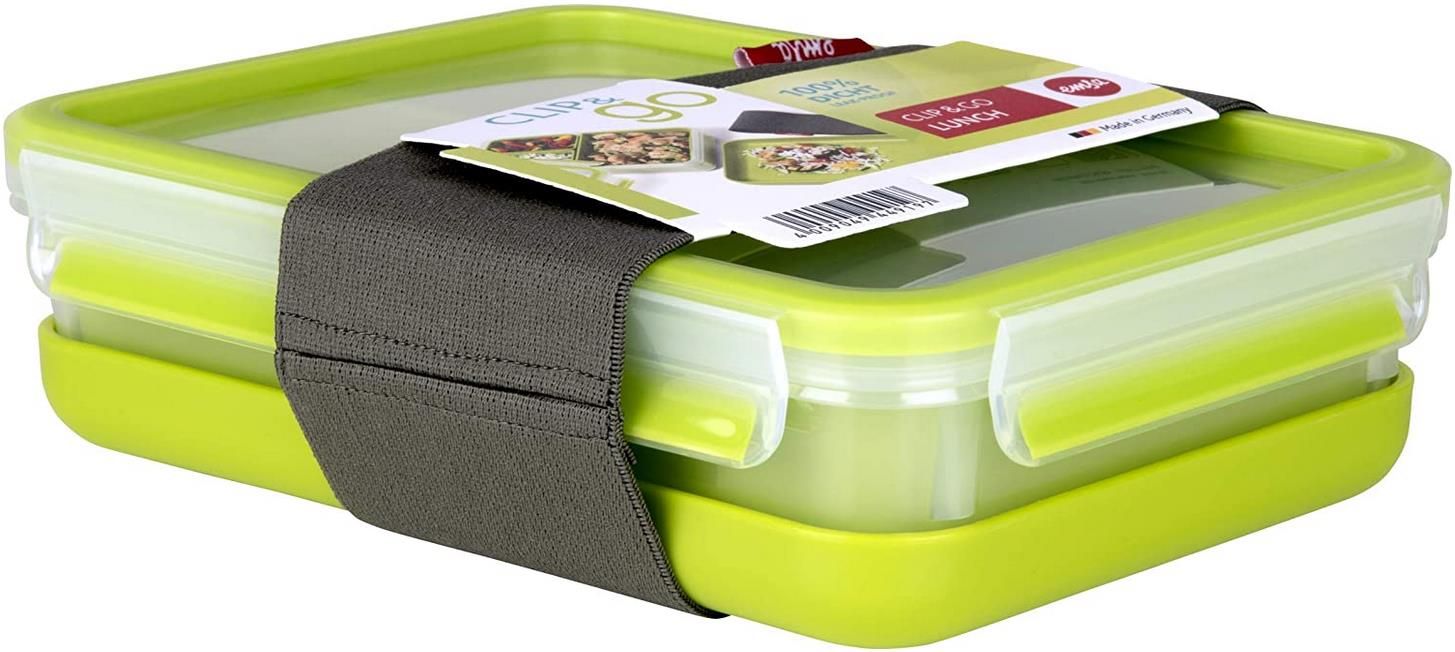 Emsa 518098 Clip & Go Lunchbox mit 3 Einsätzen und Teller, 1,2L für 8 ...