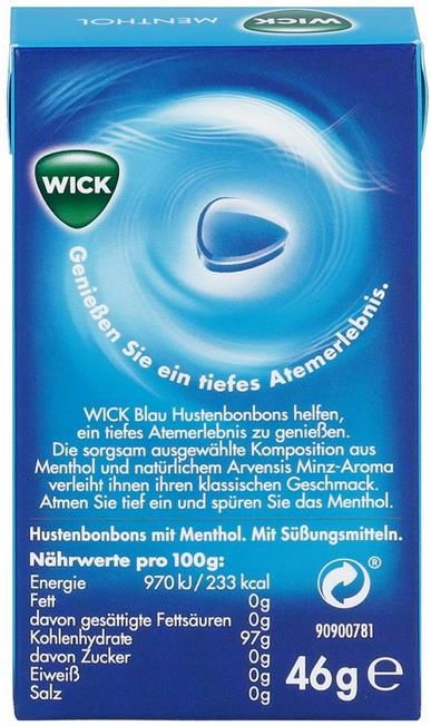 20er Pack WICK Blau Hustenbonbons ohne Zucker, 46g ab 14,48€ (statt 19 ...