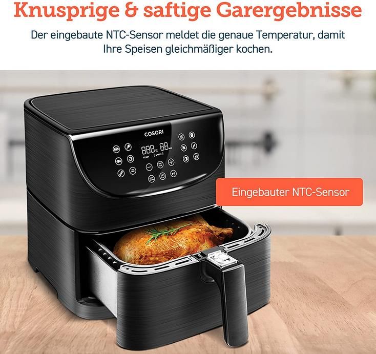 🍟 Cosori XL Heißluftfritteuse mit 5,5L, 1.500W inkl. Rezeptbuch für 74 ...