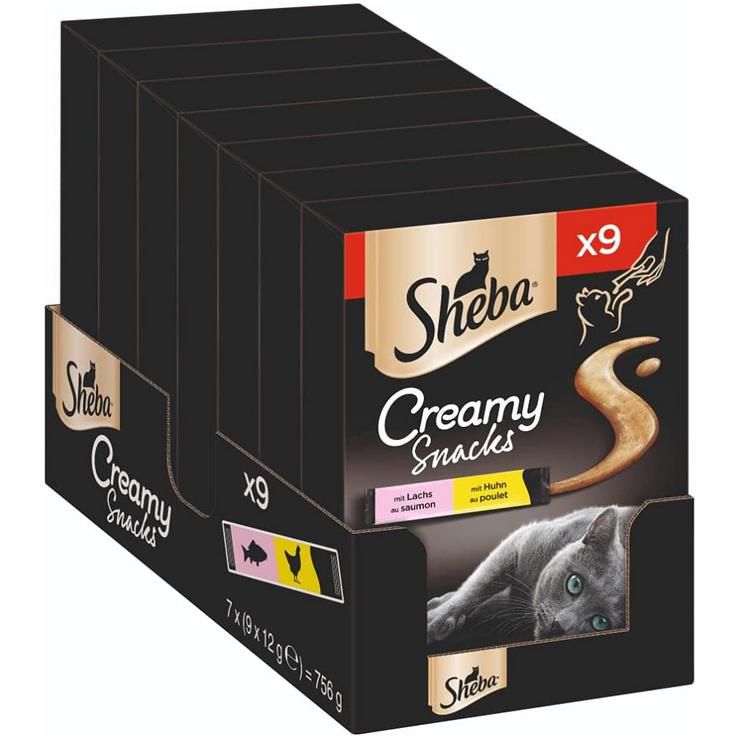 7x 9er Pack Sheba Creamy Snacks mit Huhn & Lachs ab 15,59€ (statt 24 ...