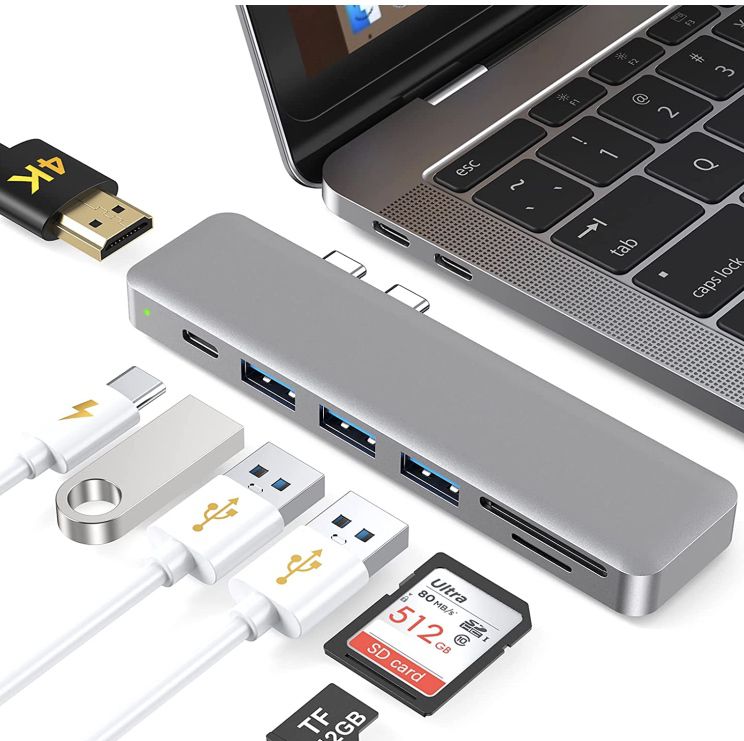7in2 Floomp USB-C Hub mit Thunderbolt 3, 3x USB 3.0, HDMI & mehr für 9 ...