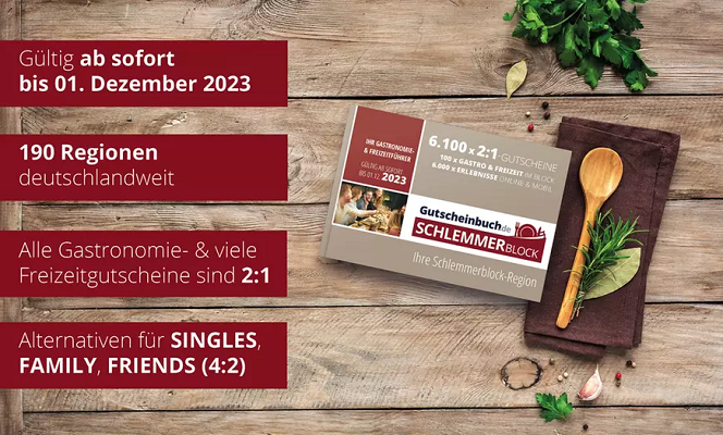 Gutscheinbuch.de Schlemmerblock für 23,90€ (statt 45€)