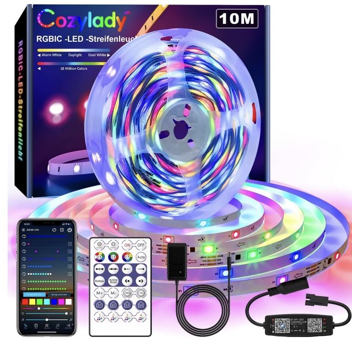 10m RGBIC dynamischer LED Streifen mit App-Steuerung für 14,99€ (statt 30€)