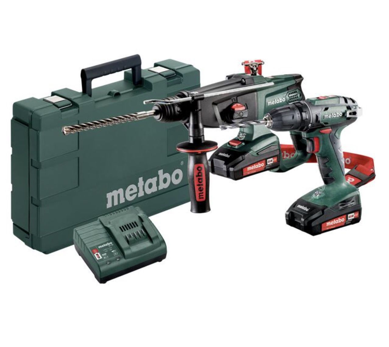 metabo Akku-Combo-Set mit 18V Bohrschrauber, Kombihammer, 4x 2,0 Ah für ...