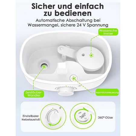 Oraimo OHM-U02 Luftbefeuchter mit 2,5L Tank und Nachtlicht für 19,99 ...