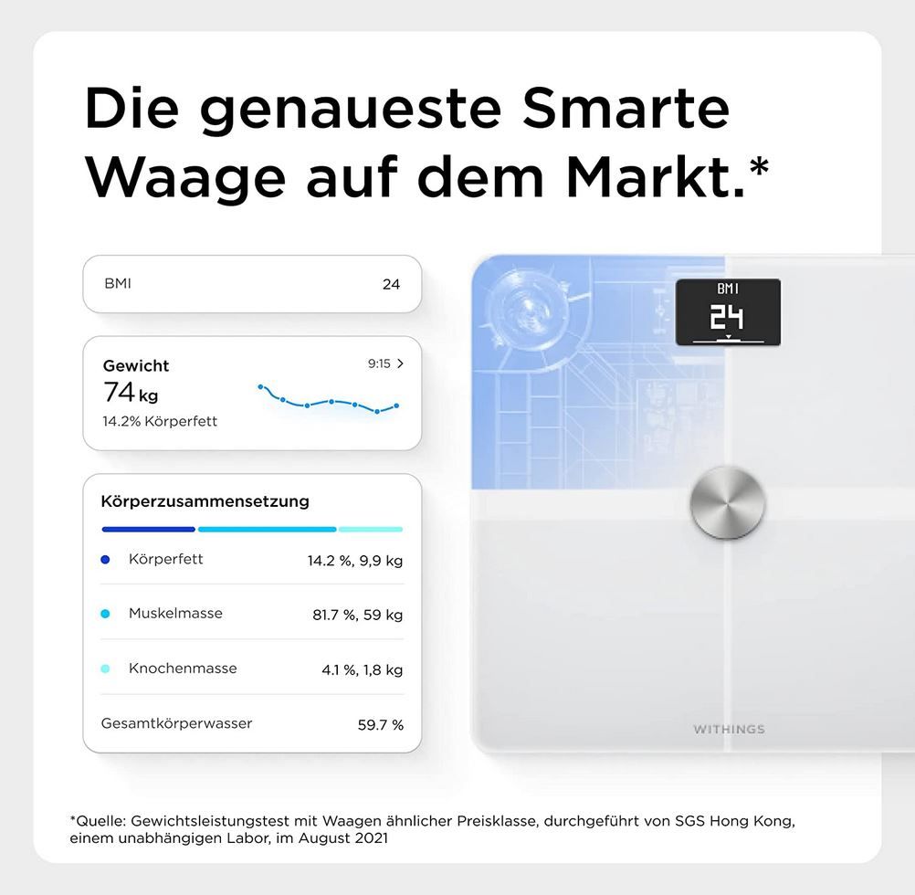 Withings Body+ WLAN-Smart-Waage (WBS05) mit Körperanalyse für 69,95 ...