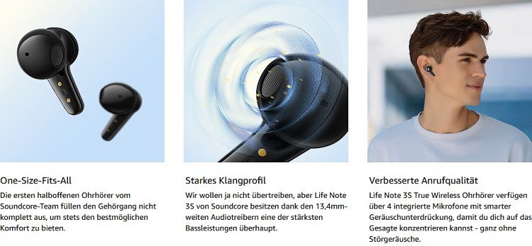 Soundcore Life Note 3S Bluetooth-Earbuds für 39,99€ (statt 70€)