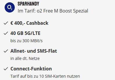 o2 Free M Boost Spezial Allnet-Flat mit 40GB LTE für 29,99€ mtl. + 400 ...