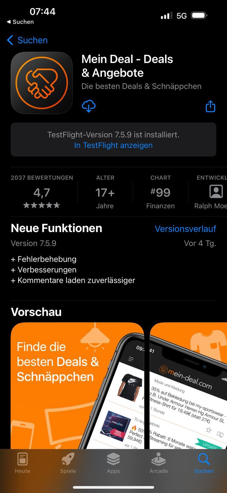 Mein-Deal App iOS User - Bitte Update laden
