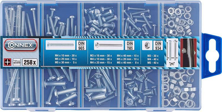 Connex Gewindeschrauben-Sortiment, 258-tlg. für 6,29€ (statt 10€) - Prime