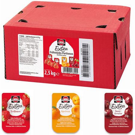 100er Pack Schwartau Extra Portionen Mix-Box mit 3 Sorten für 14,99 ...