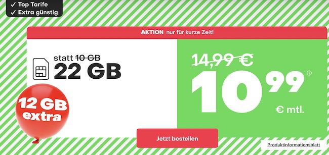 Handyvertrag.de: o2 Allnet 8GB 6,99€ / 16GB 8,99€ / 22GB 10,99€ mtl.