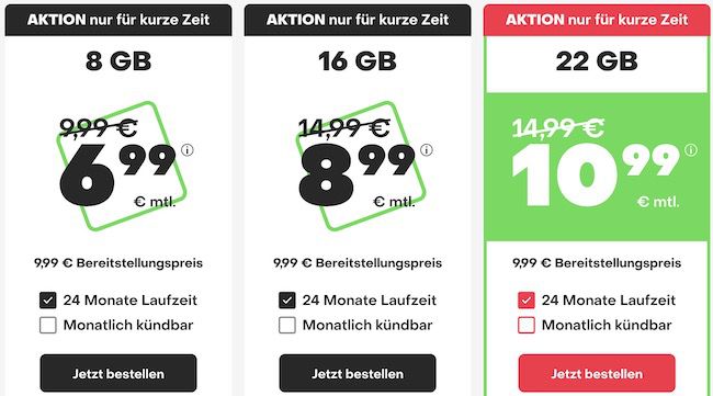 Handyvertrag.de: o2 Allnet 8GB 6,99€ / 16GB 8,99€ / 22GB 10,99€ mtl.