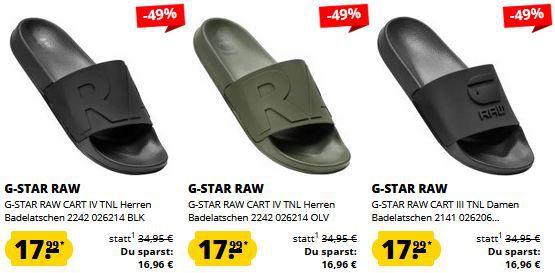 G-Star RAW Slides Sale - Jedes Paar nur 15,65€ zzgl. Versand