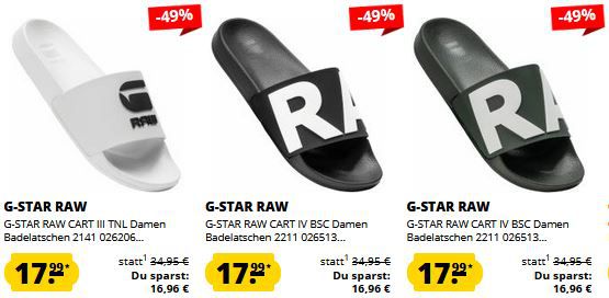 G-Star RAW Slides Sale - Jedes Paar nur 15,65€ zzgl. Versand