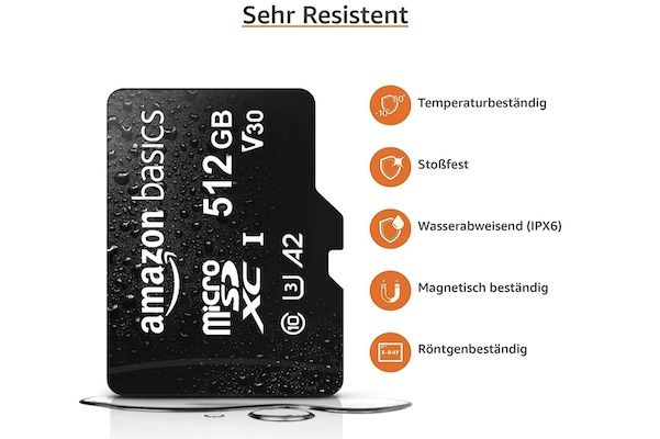 Amazon Basics - 512 GB-MicroSDXC mit SD-Adapter für 29,57€ (statt 36€)