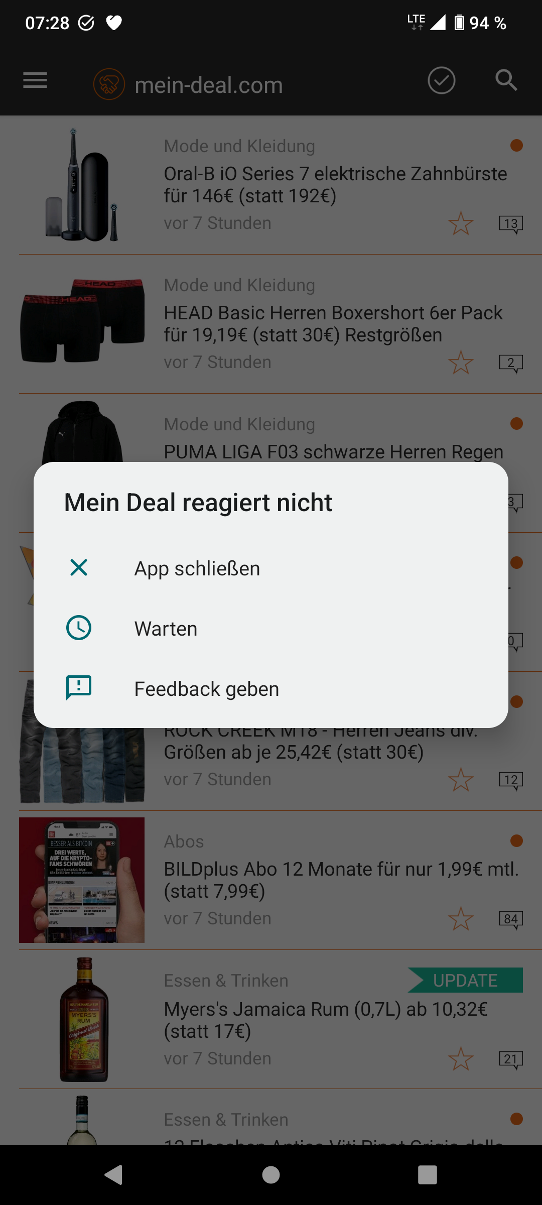 ️ Android App-User: "App reagiert nicht" oder "bitte warten" - Abhilfe!