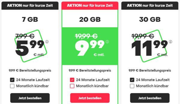 Handyvertrag.de: o2 Allnet-Flat mit 20GB für 9,99€ oder 30GB für 11,99€