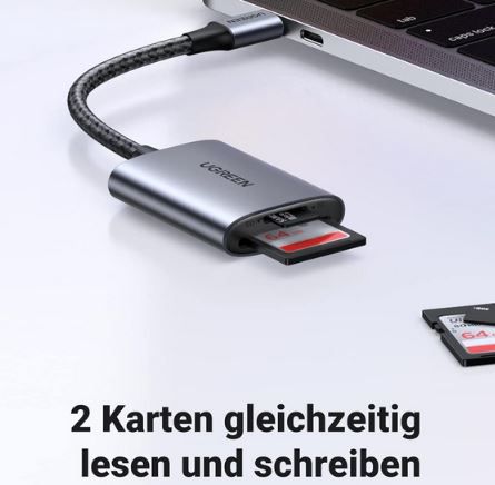 UGREEN USB-C Kartenleser mit 2 Slots für 9,99€ (statt 13€)
