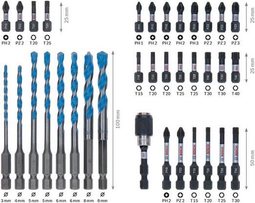 Bosch Prof. Multi Construction Bohrer- und Schrauberbit Set, 35 tlg ...