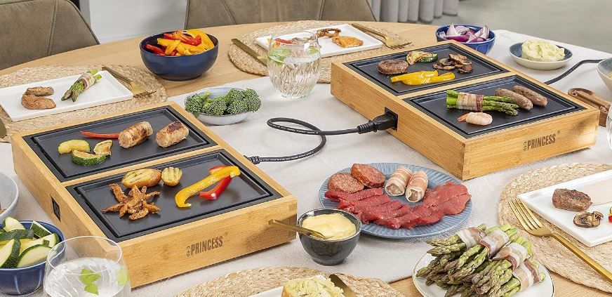 Princess Dinner4All Pure Tischgrill mit 4 Grill- & 4 Servierplatten für ...