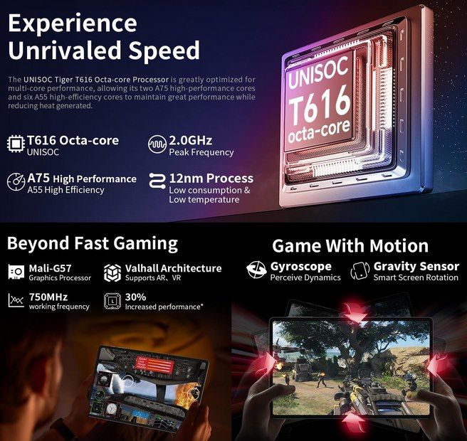 TECLAST T40 Air 10.4 Zoll Gaming Tablet mit 8/256GB & Widevine L1 für ...