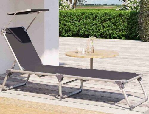 ☀️ Songmics Liege mit Sonnendach in Greige für 37,99€ (statt 49€)