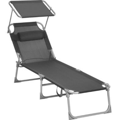 Songmics Liege mit Sonnendach in Grau für 44,99€ (statt 60€)